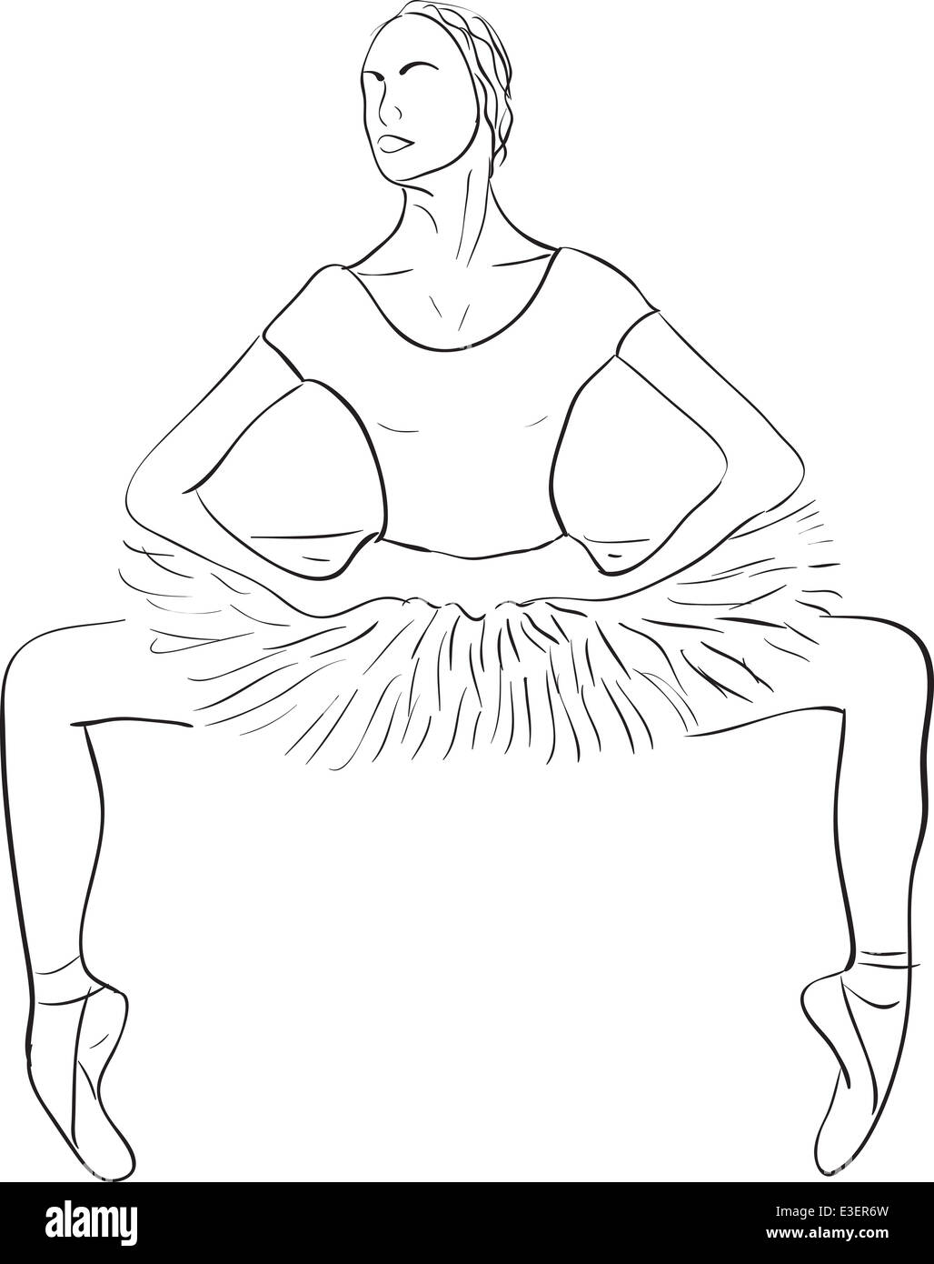 Simple outline vector silhouette dancing girl ballerina Stock Photo - Alamy