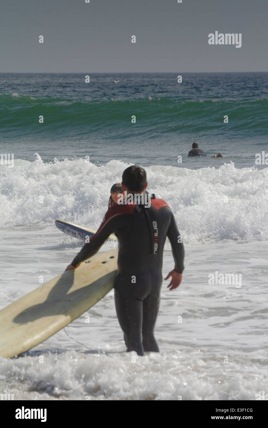 Enjoyable surfing conditions at Porth Neigwl, North Wales Stock Photo ...