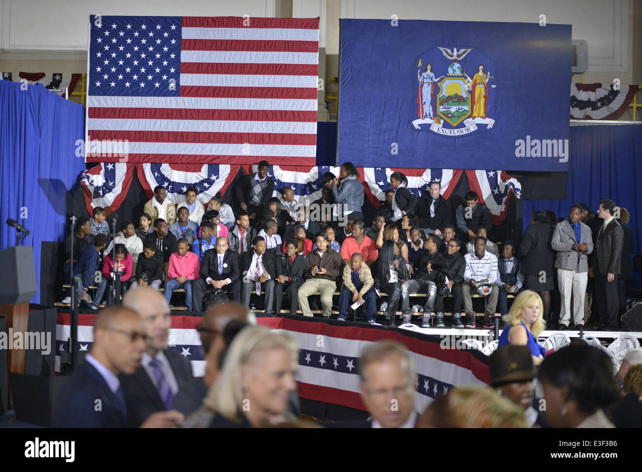President Barack Obama visits P-Tech High School in Brooklyn New York ...