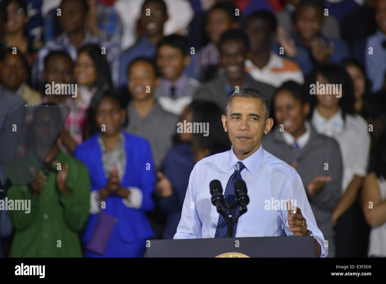 President Barack Obama visits P-Tech High School in Brooklyn New York ...