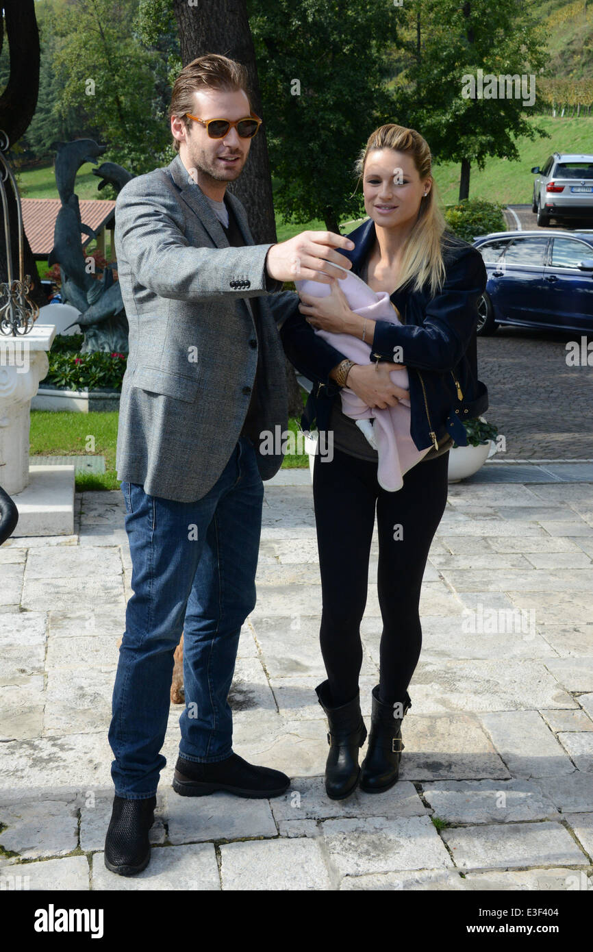 Michelle Hunziker and family in Milan Featuring: Michelle Hunziker ...
