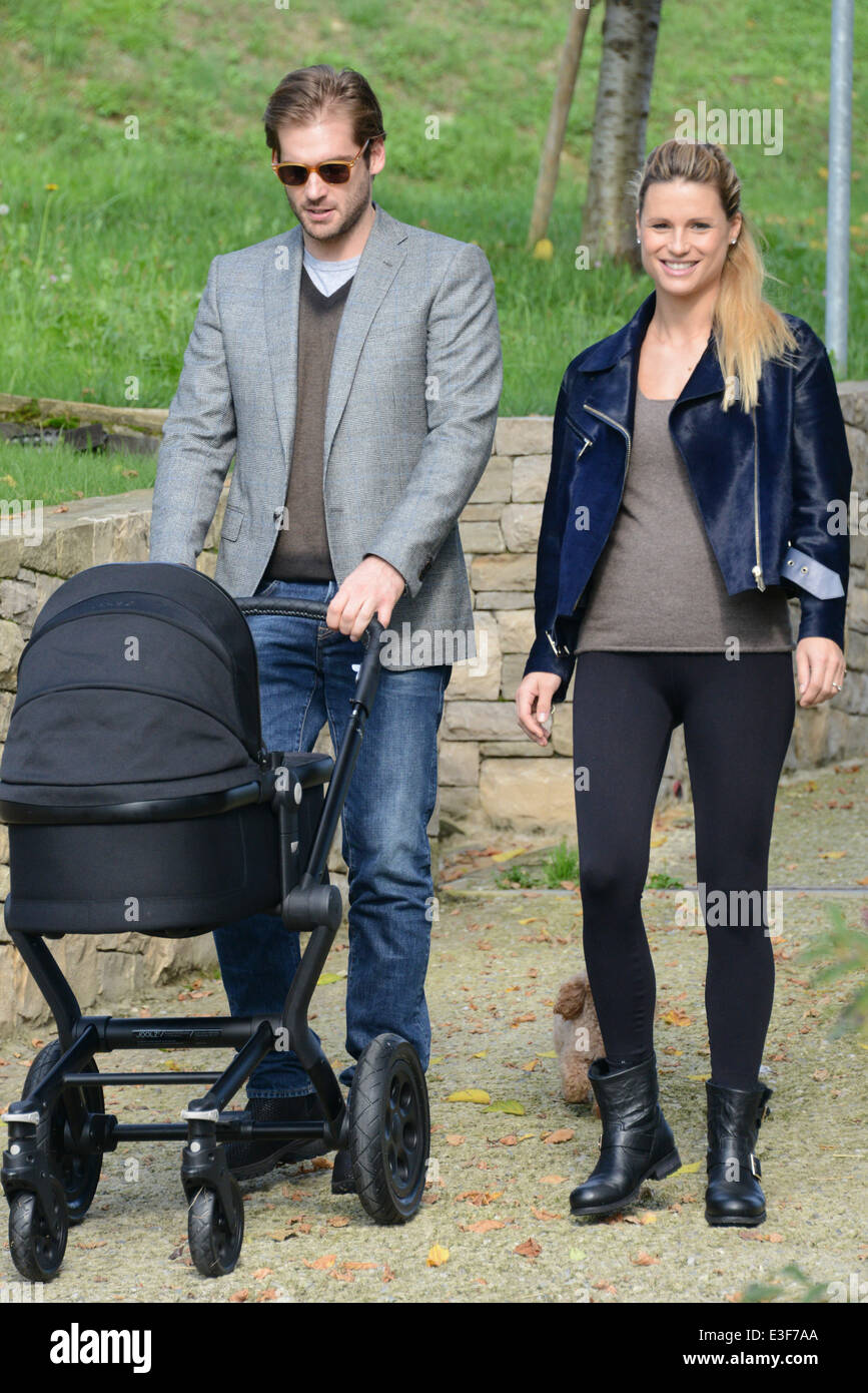 Michelle Hunziker and family in Milan Featuring: Michelle Hunziker ...