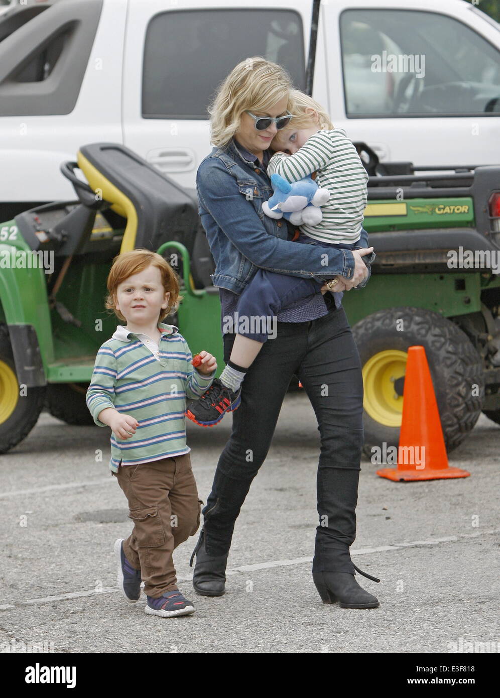 Amy Poehler out with her sons at the Farmers Market in Beverly Hills ...