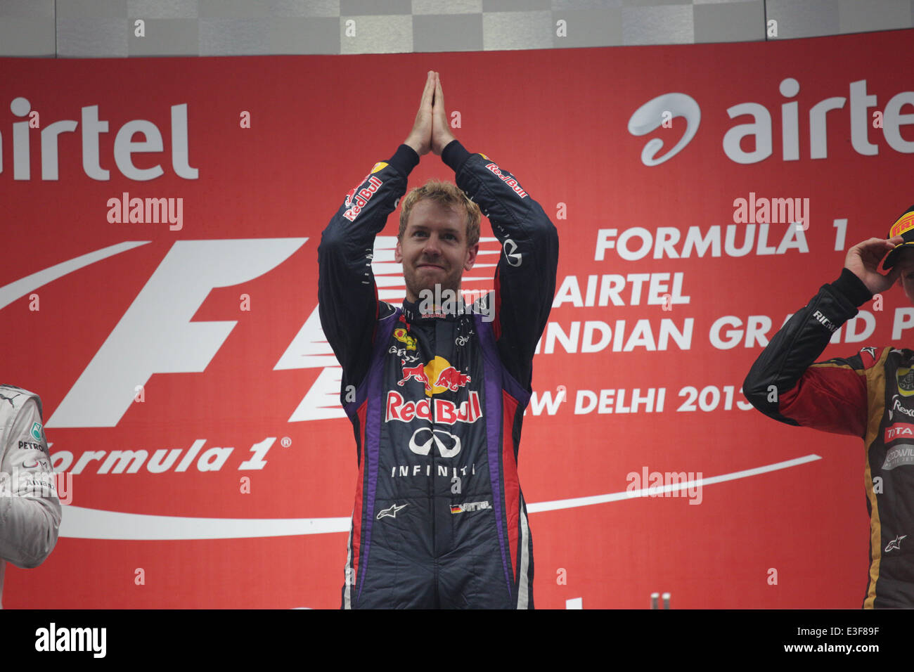 Sebastian VETTEL, Germany, Red Bull-Renault RB9, celebrates the 4th ...