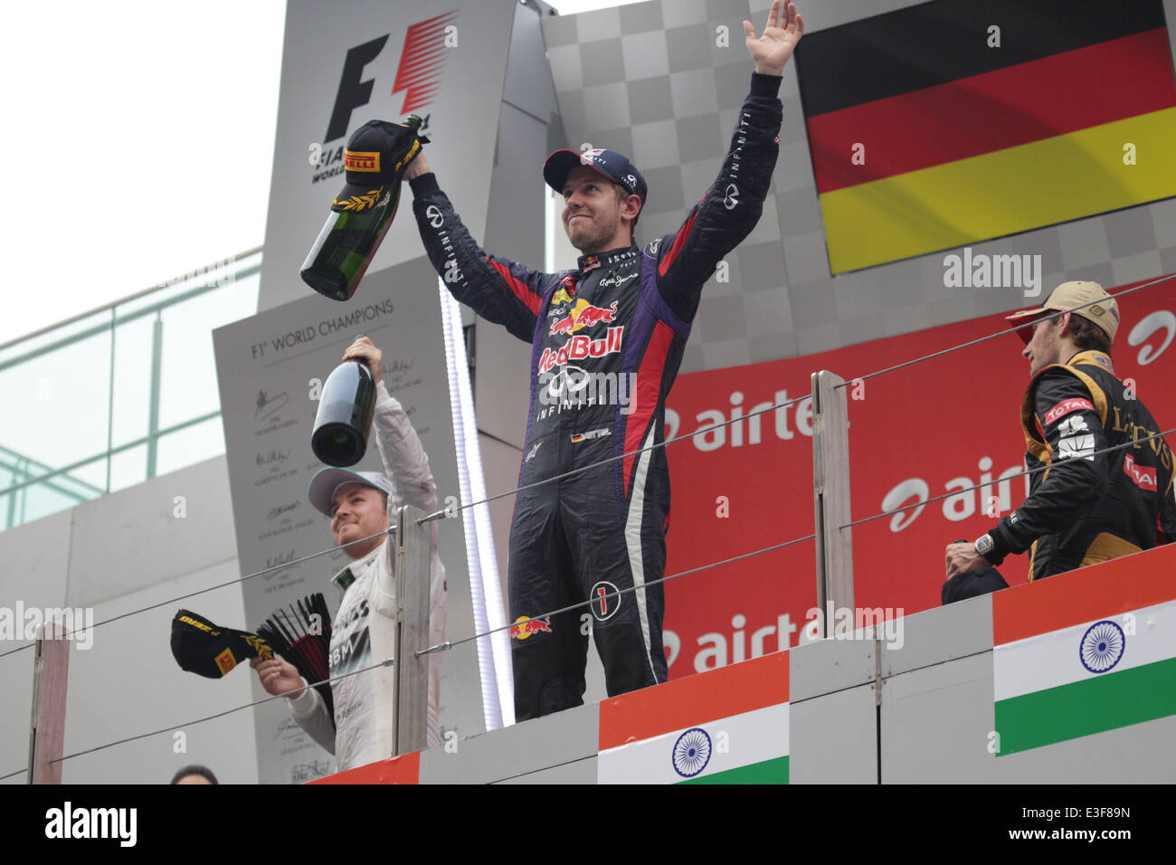 Sebastian VETTEL, Germany, Red Bull-Renault RB9, celebrates race ...