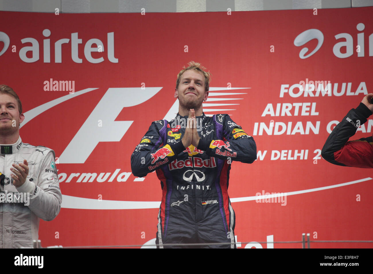 Sebastian VETTEL, Germany, Red Bull-Renault RB9, celebrates the 4th ...
