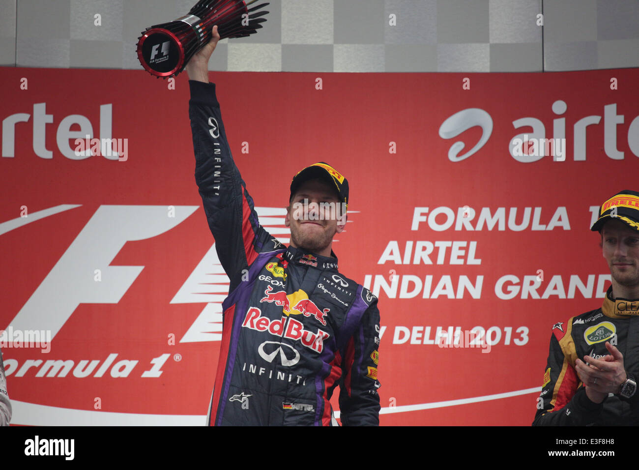 Sebastian VETTEL, Germany, Red Bull-Renault RB9, celebrates the 4th ...