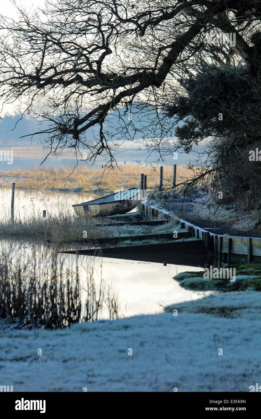 Iken Boat ,Frosty morning Stock Photo - Alamy