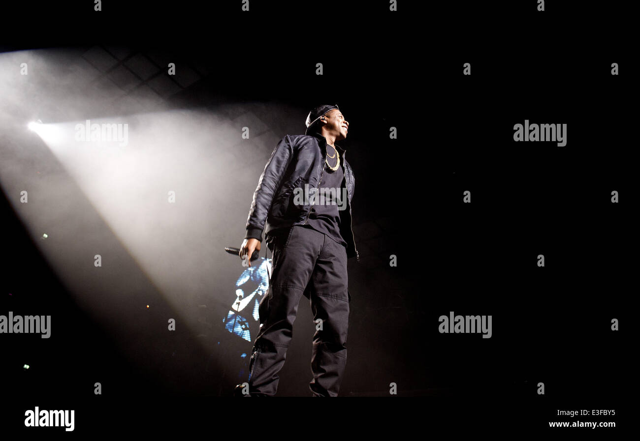 Jay-Z perfoming in concert on the Magna Carter Tour held at he Ziggo ...