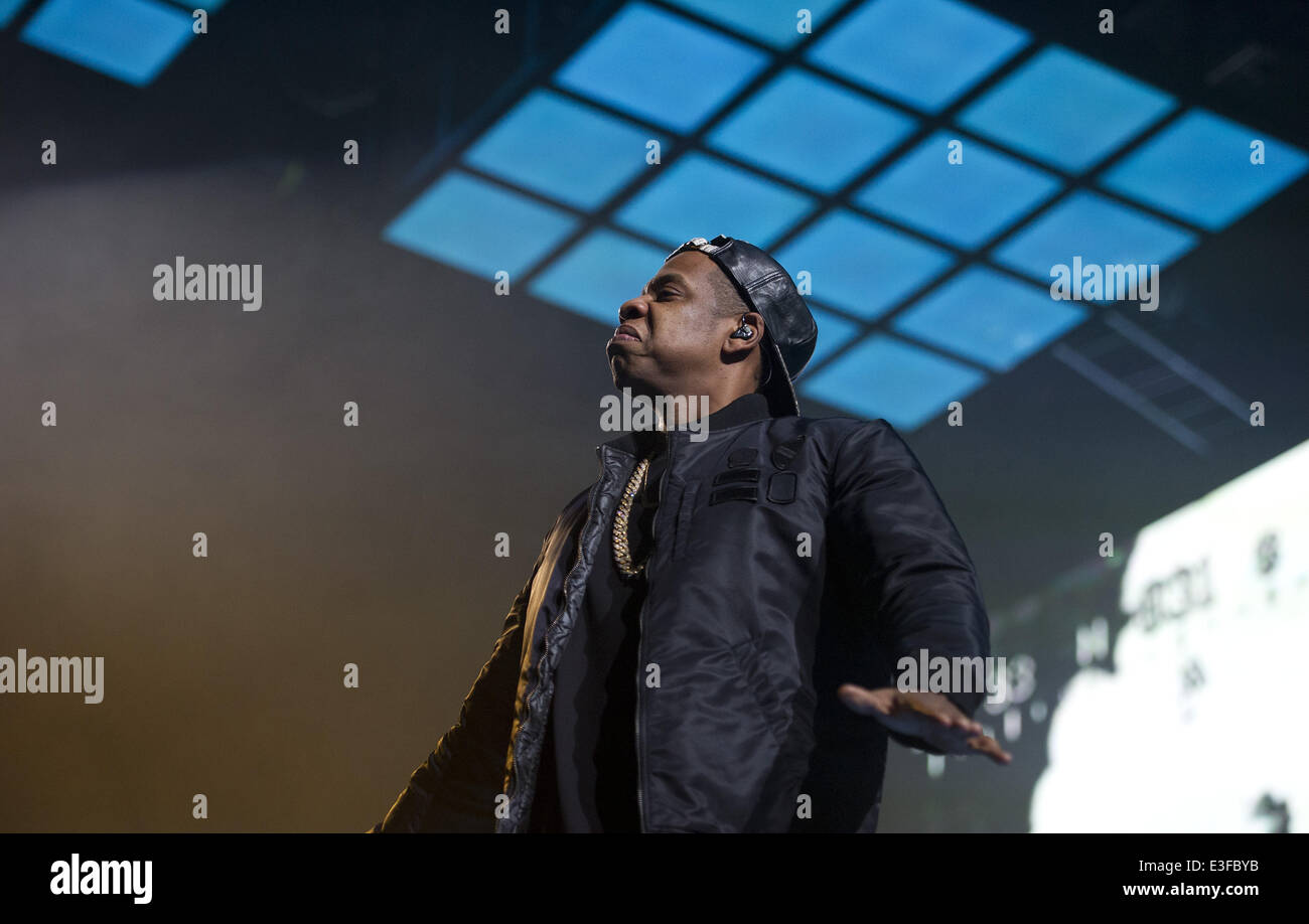 Jay-Z perfoming in concert on the Magna Carter Tour held at he Ziggo ...