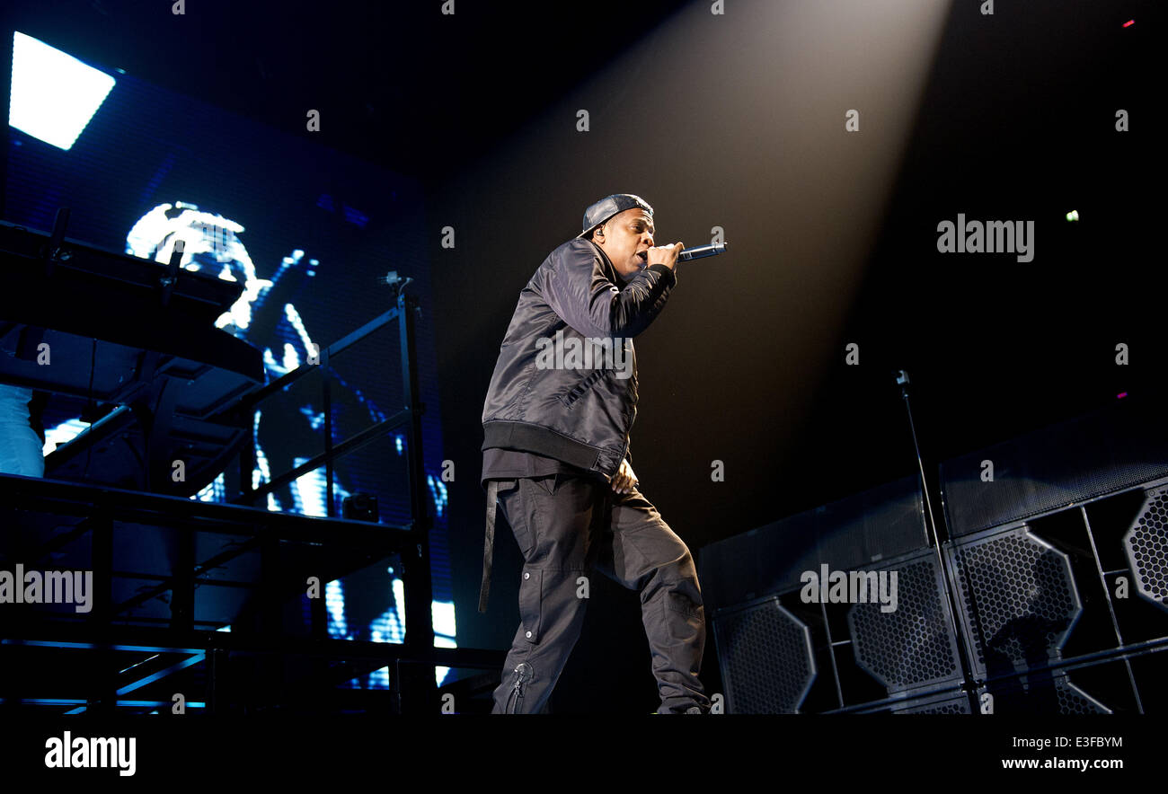Jay-Z perfoming in concert on the Magna Carter Tour held at he Ziggo ...