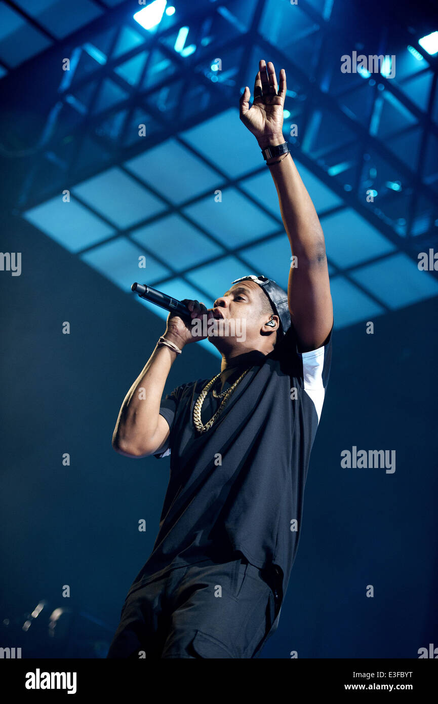 Jay-Z perfoming in concert on the Magna Carter Tour held at he Ziggo ...