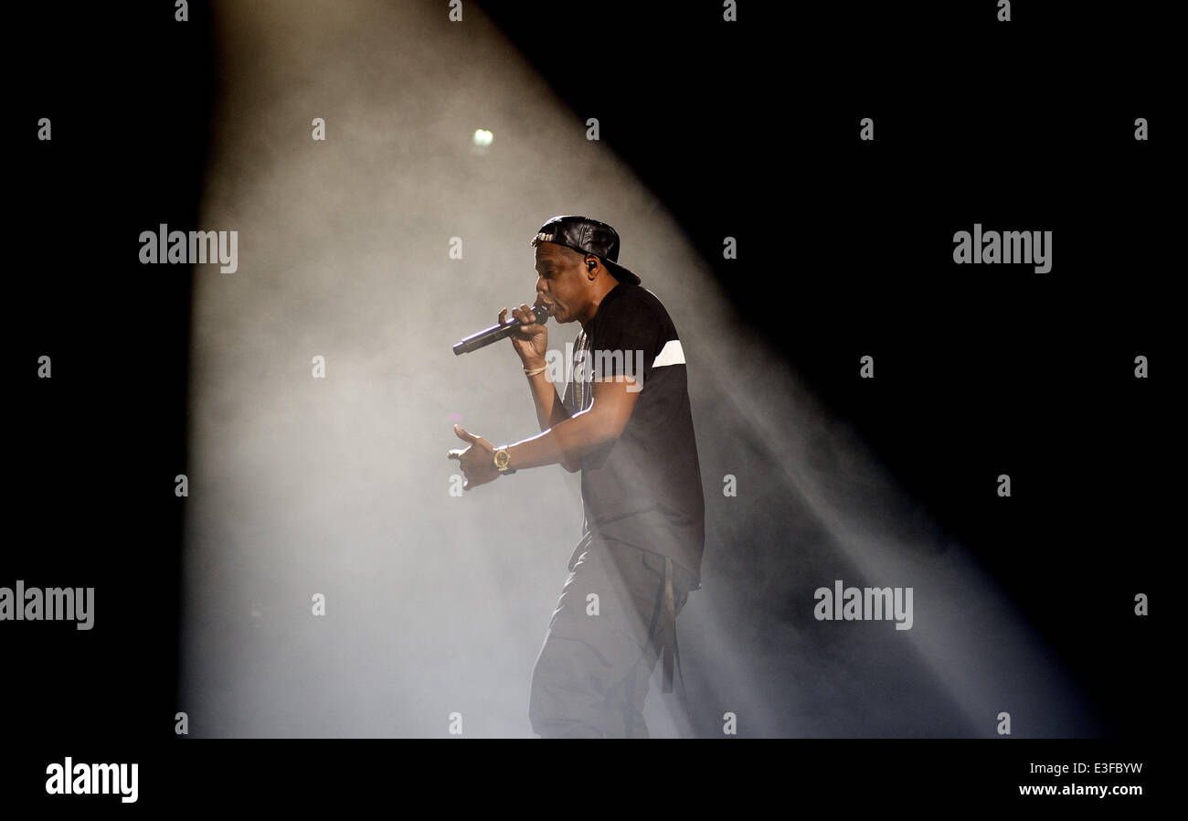 Jay-Z perfoming in concert on the Magna Carter Tour held at he Ziggo ...