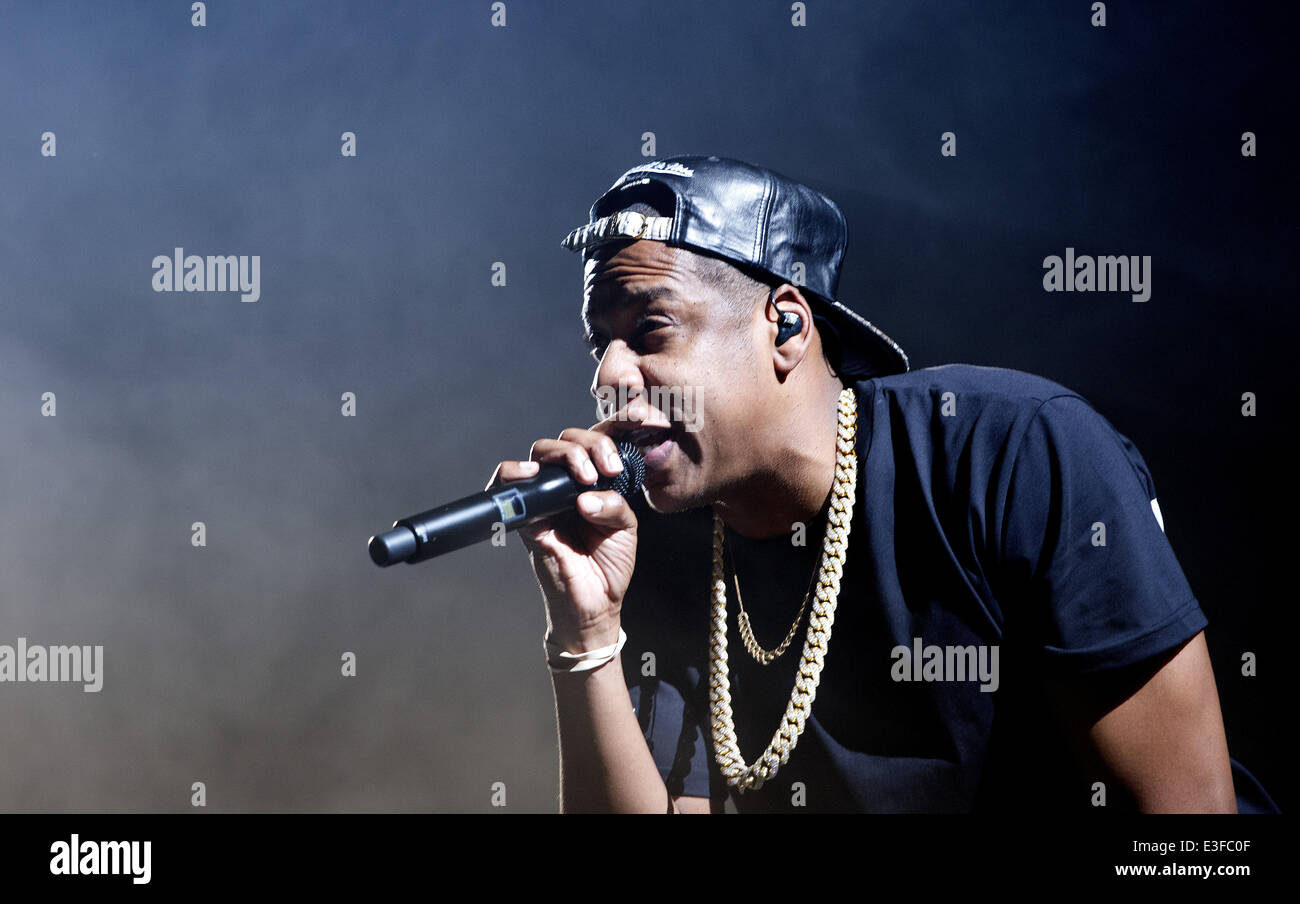 Jay-Z perfoming in concert on the Magna Carter Tour held at he Ziggo ...