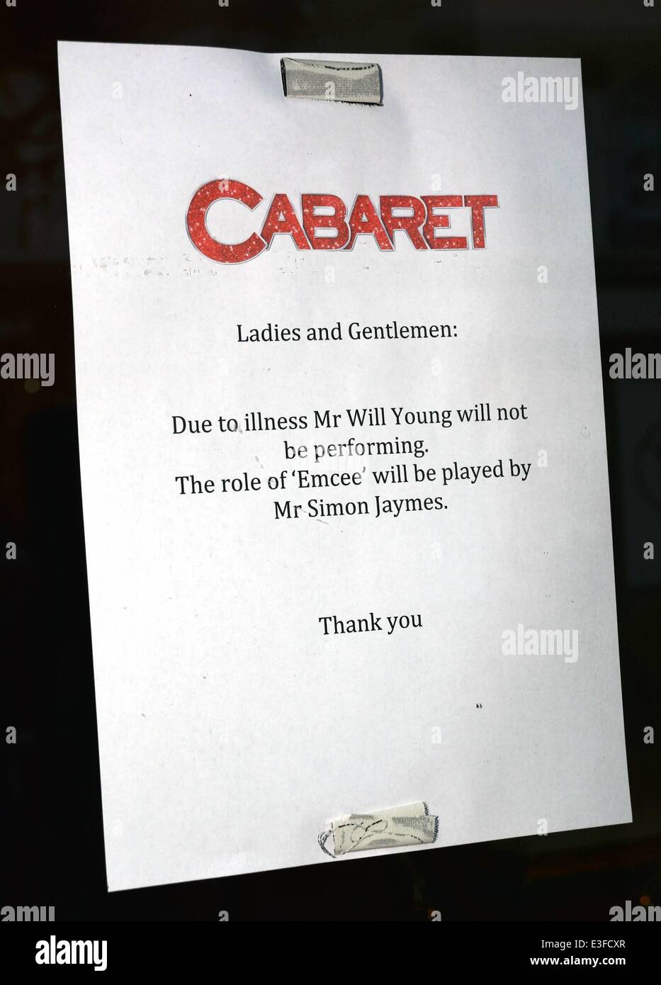 Theatre notice hi-res stock photography and images - Alamy