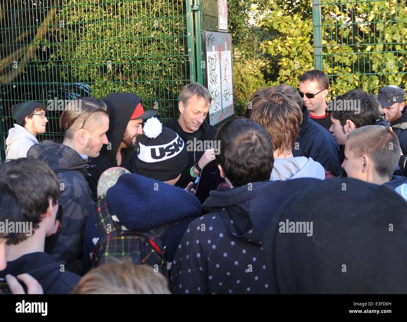 American pro skateboarder and actor Tony Hawk meeting fans at Bushy ...