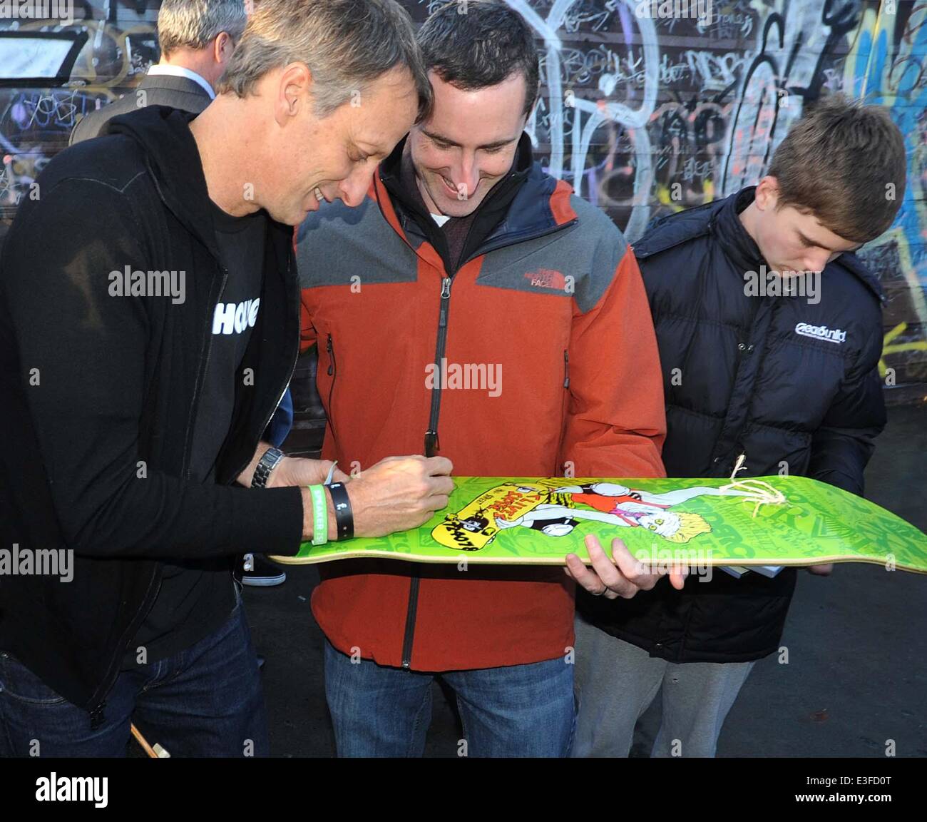 American pro skateboarder and actor Tony Hawk meeting fans at Bushy ...