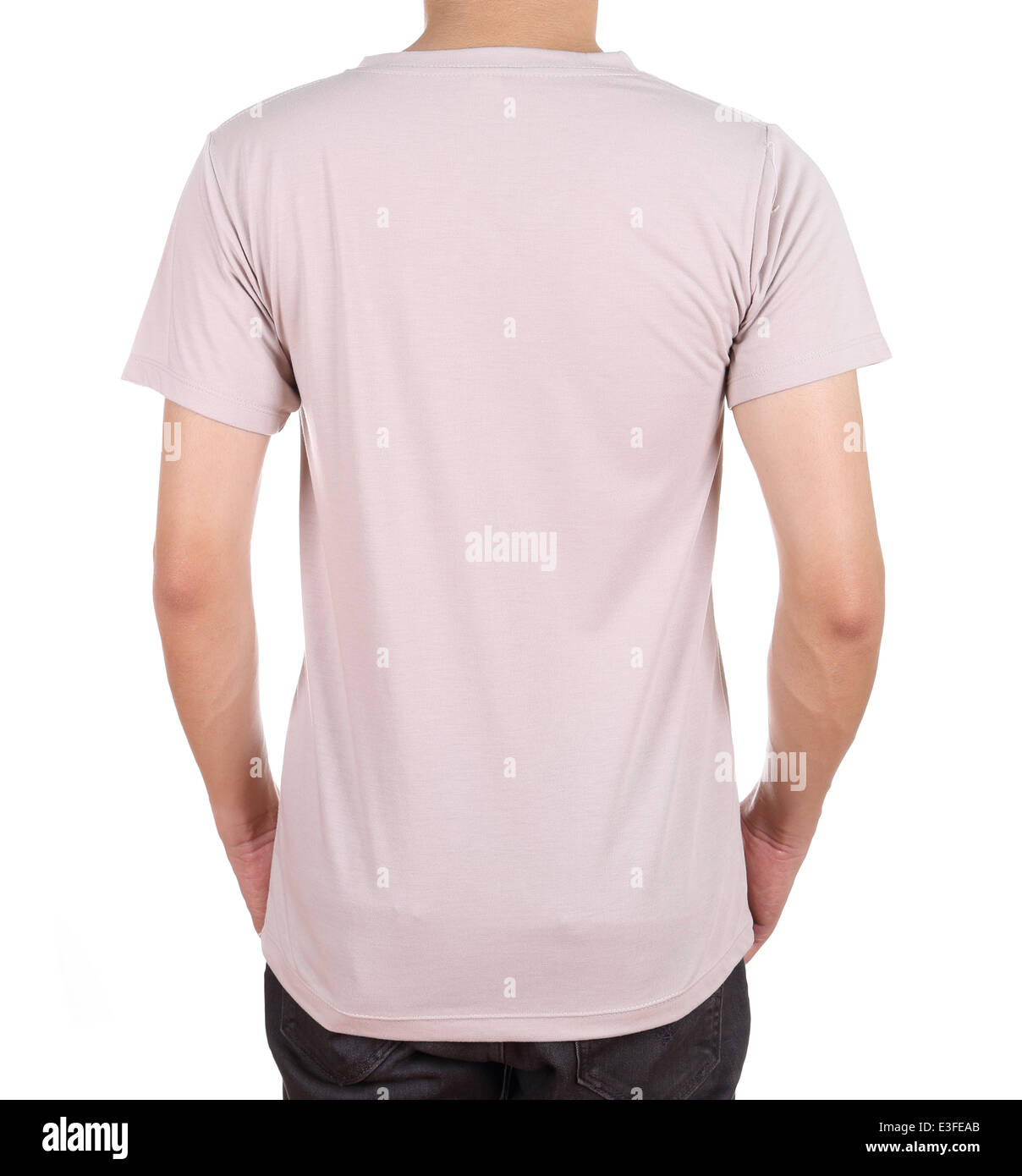 blank t-shirt on man (back side) isolated on white background Stock ...