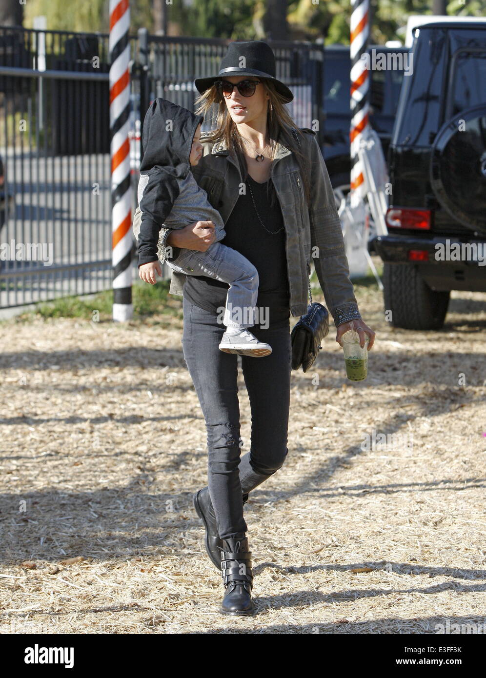 Alessandra Ambrosio takes her family to Mr. Bones Pumpkin Patch ...