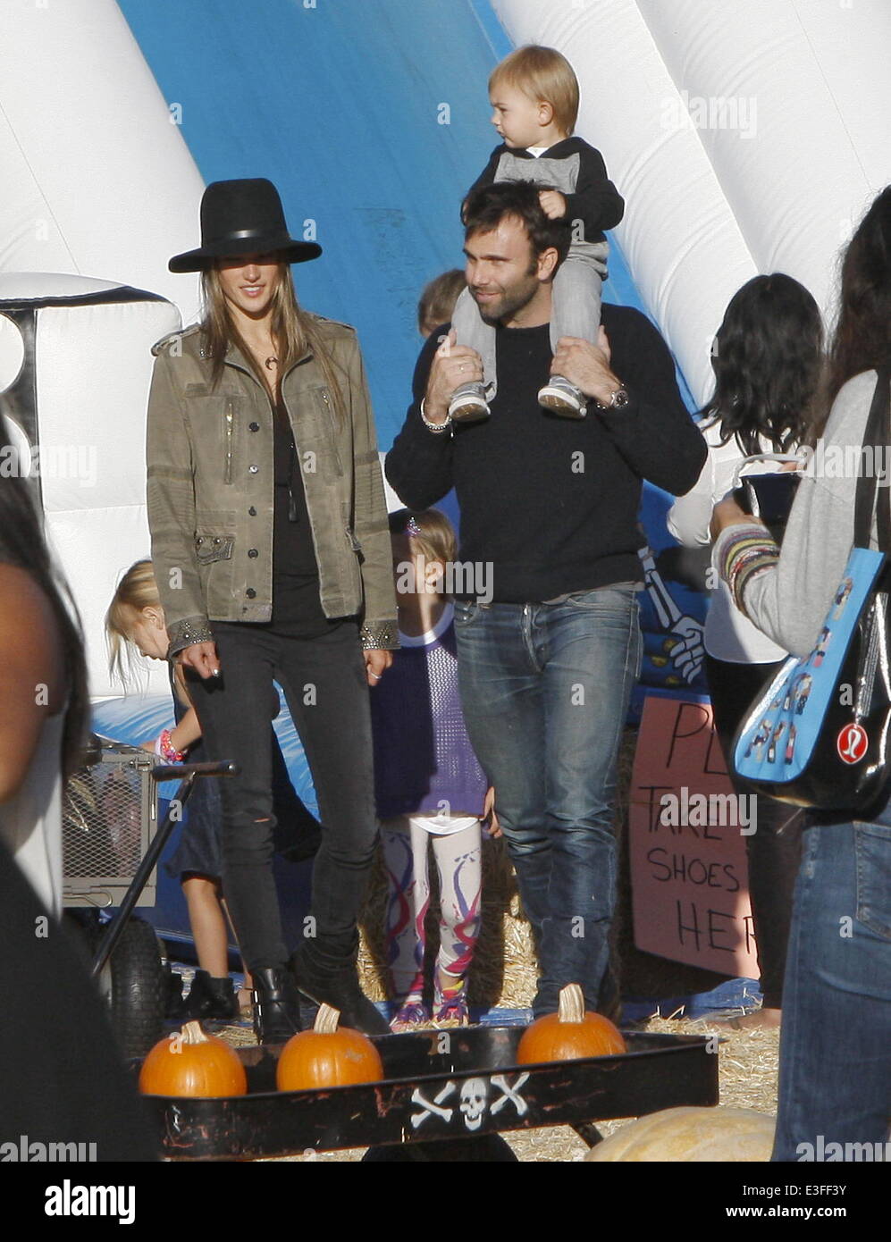 Alessandra Ambrosio takes her family to Mr. Bones Pumpkin Patch ...