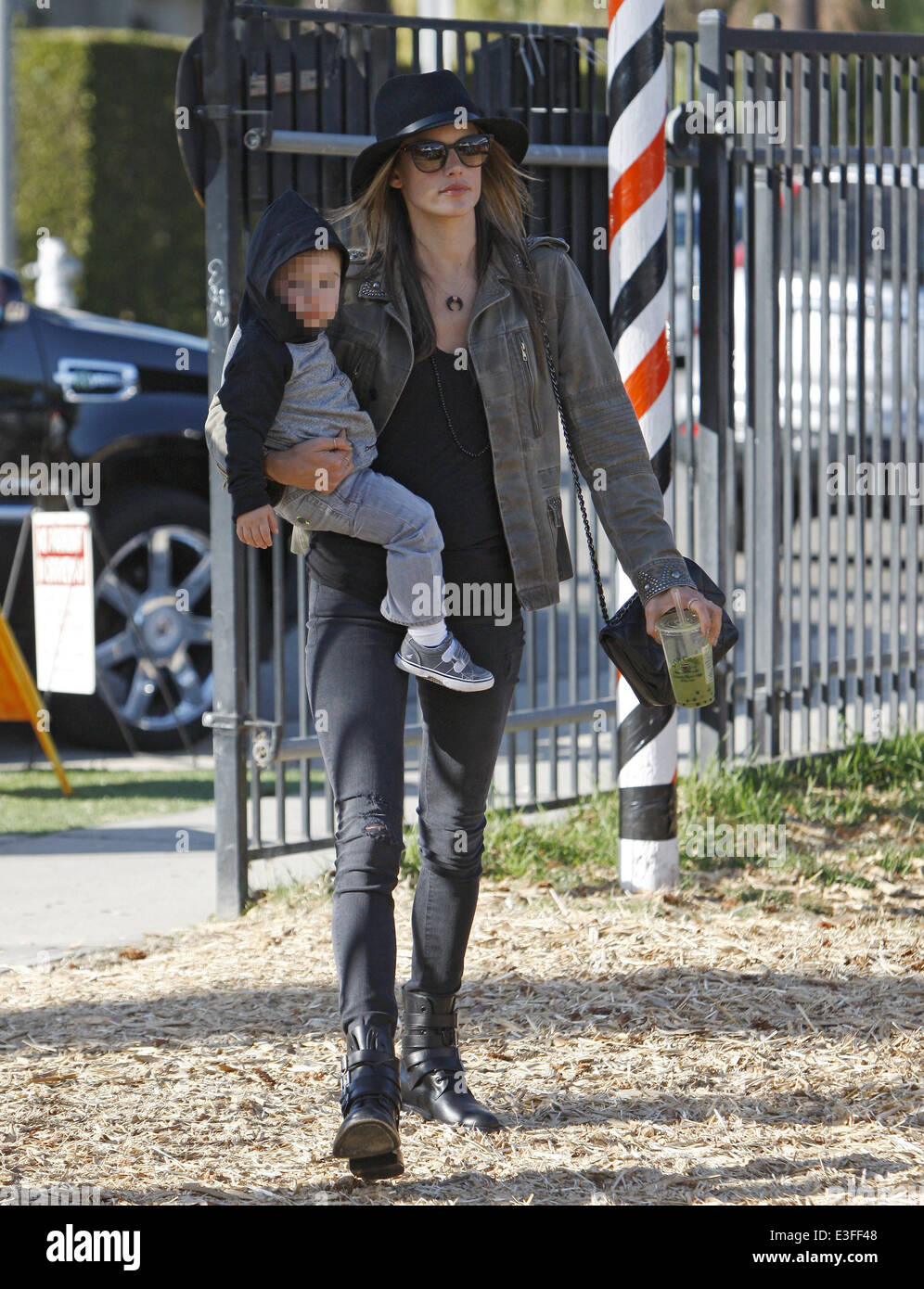Alessandra Ambrosio takes her family to Mr. Bones Pumpkin Patch ...