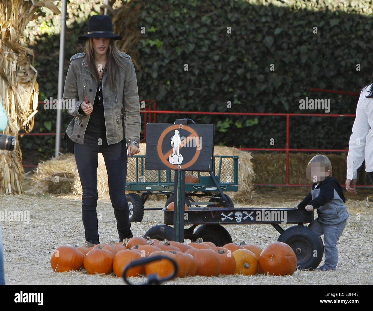 Alessandra Ambrosio takes her family to Mr. Bones Pumpkin Patch ...