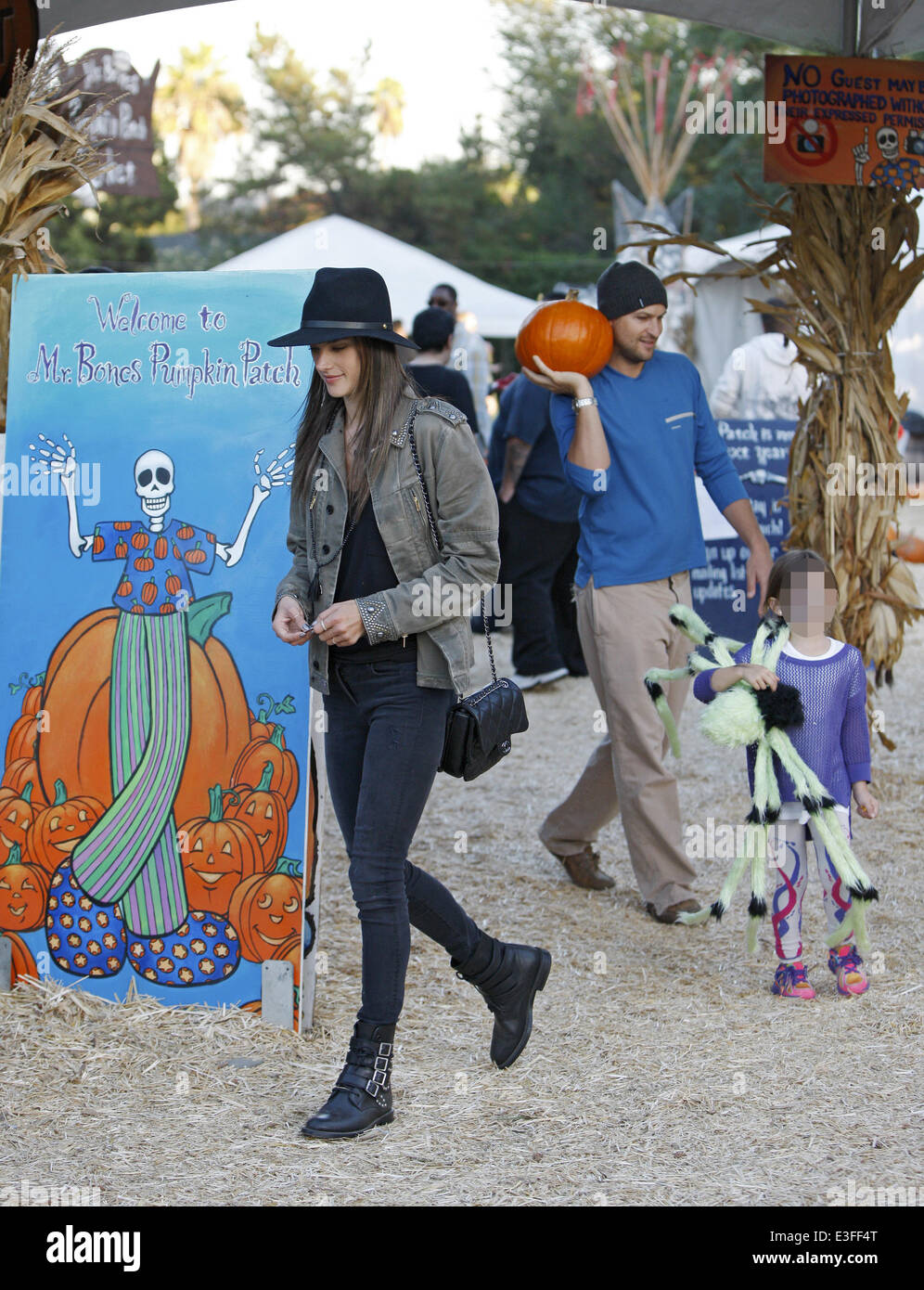 Alessandra Ambrosio takes her family to Mr. Bones Pumpkin Patch ...