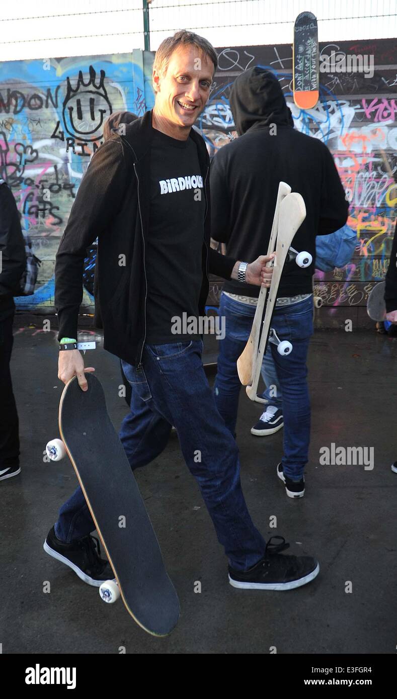 American pro skateboarder and actor Tony Hawk meeting fans at Bushy ...