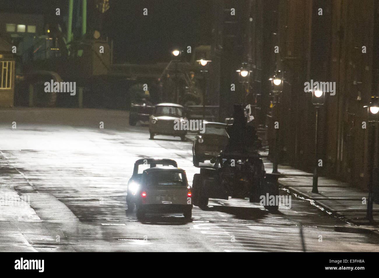 A stunt scene being filmed for the new movie 'Man from U.N.C.L.E ...
