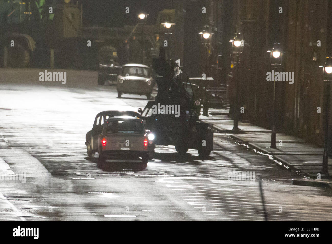 A stunt scene being filmed for the new movie 'Man from U.N.C.L.E ...