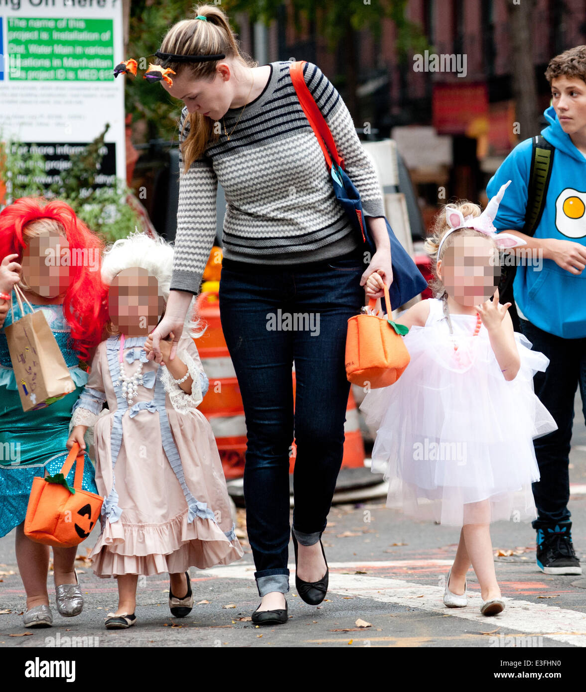 Broderick twins, Tabitha and Marion wearing fancy dress out for 'Trick ...