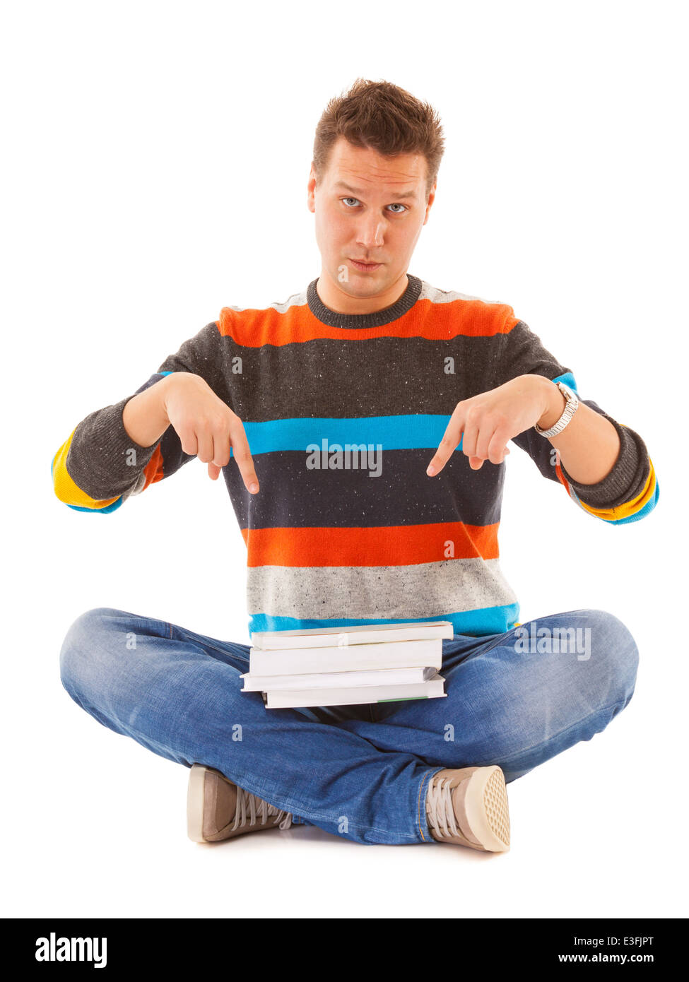 Man college student showing offering books Stock Photo - Alamy