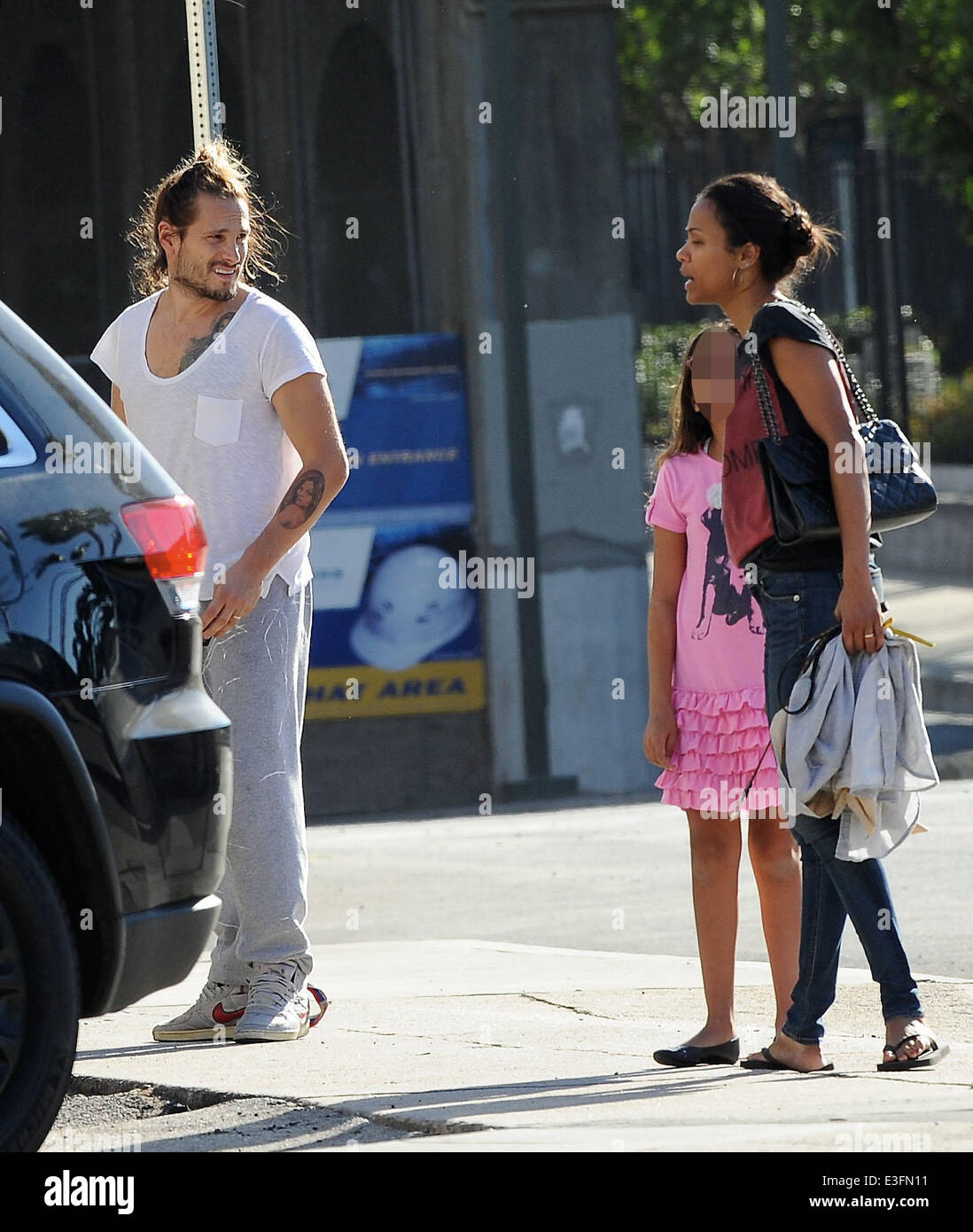 Zoe Saldana and husband Marco Perego running errands in Downtown Los ...