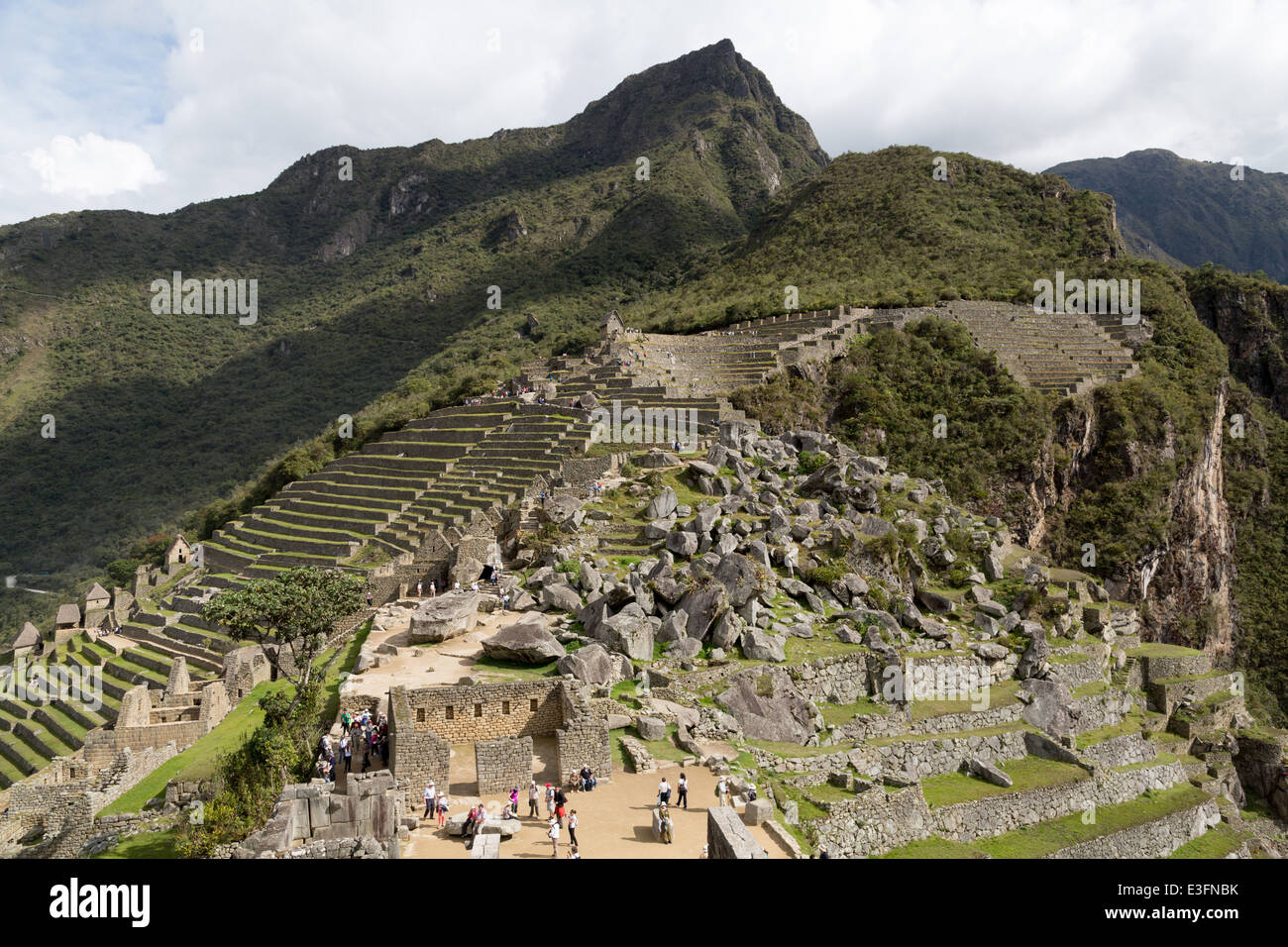 View of the temples zone and agricultural terraces from the ...