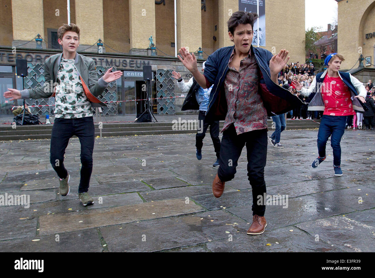 Swedish boyband The Fooo perform a surprise gig in front of fans in ...