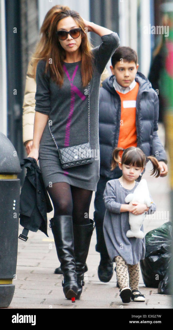 Myleene Klass and her daughter Hero out and about in central London ...
