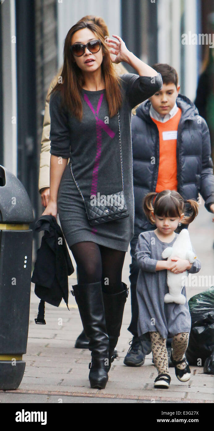 Myleene Klass and her daughter Hero out and about in central London ...