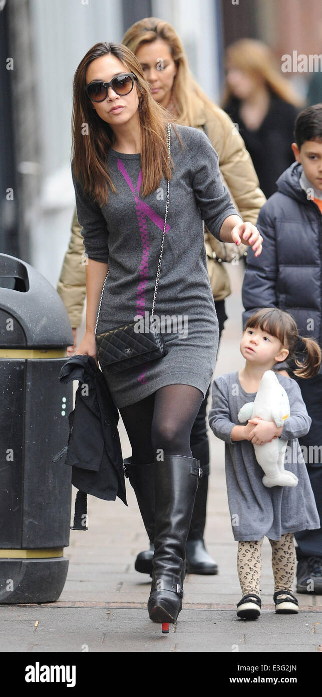Myleene Klass and her daughter Hero out and about in central London ...