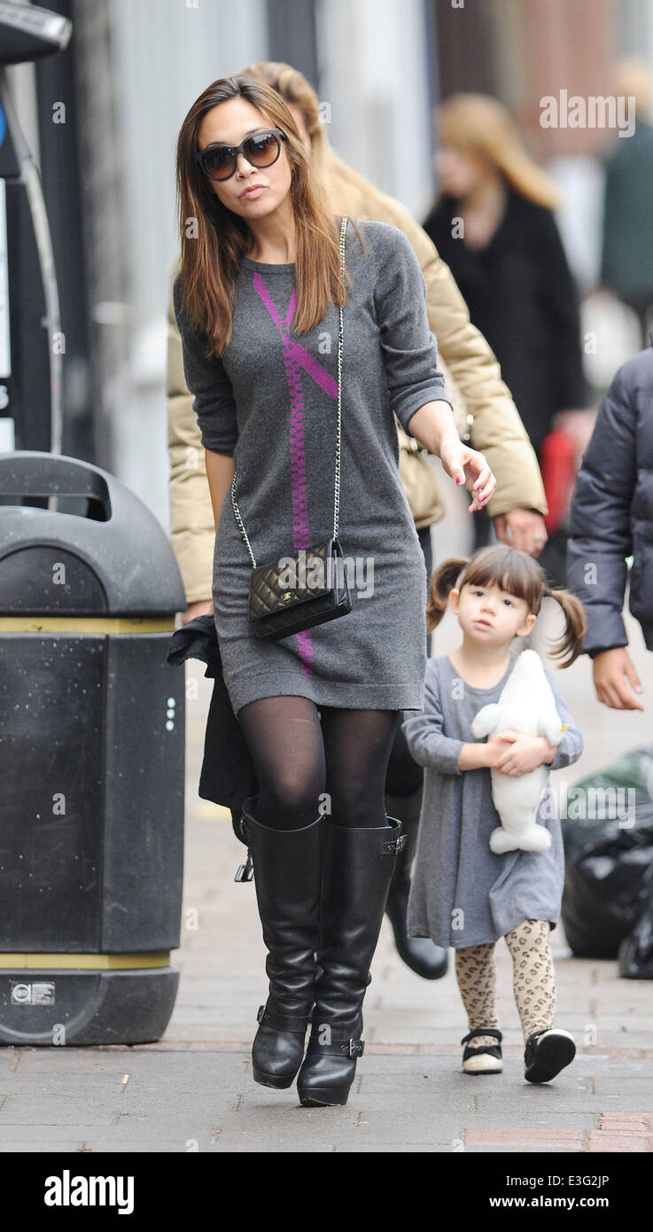 Myleene Klass and her daughter Hero out and about in central London ...
