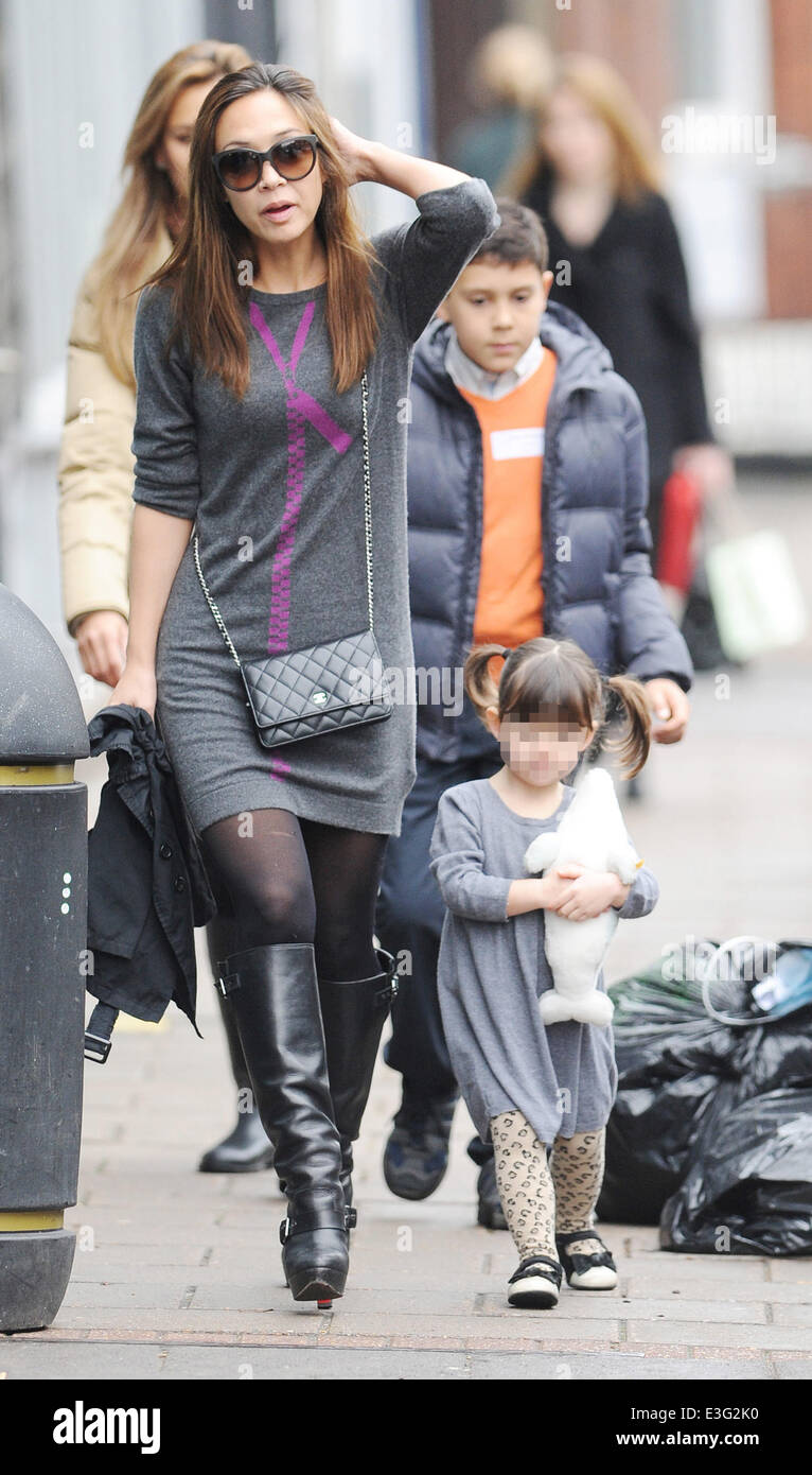 Myleene Klass and her daughter Hero out and about in central London ...