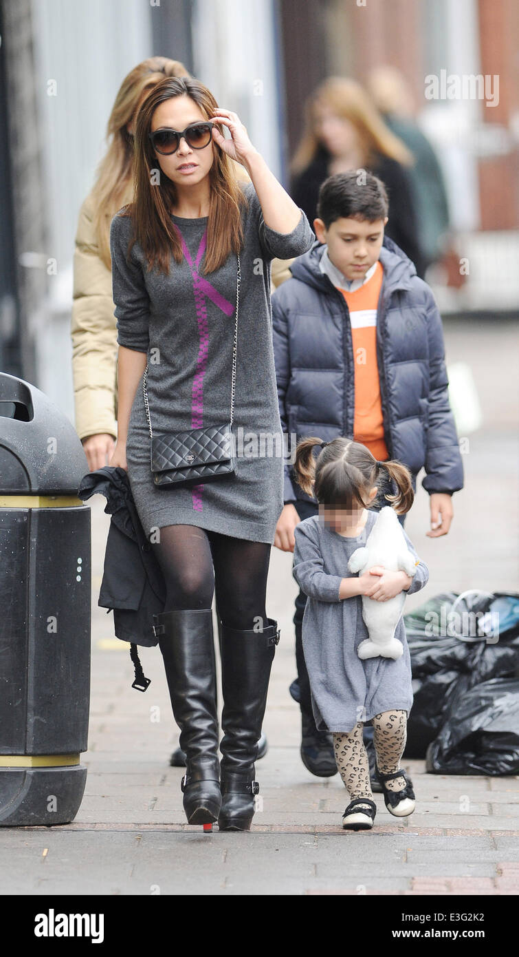 Myleene Klass and her daughter Hero out and about in central London ...