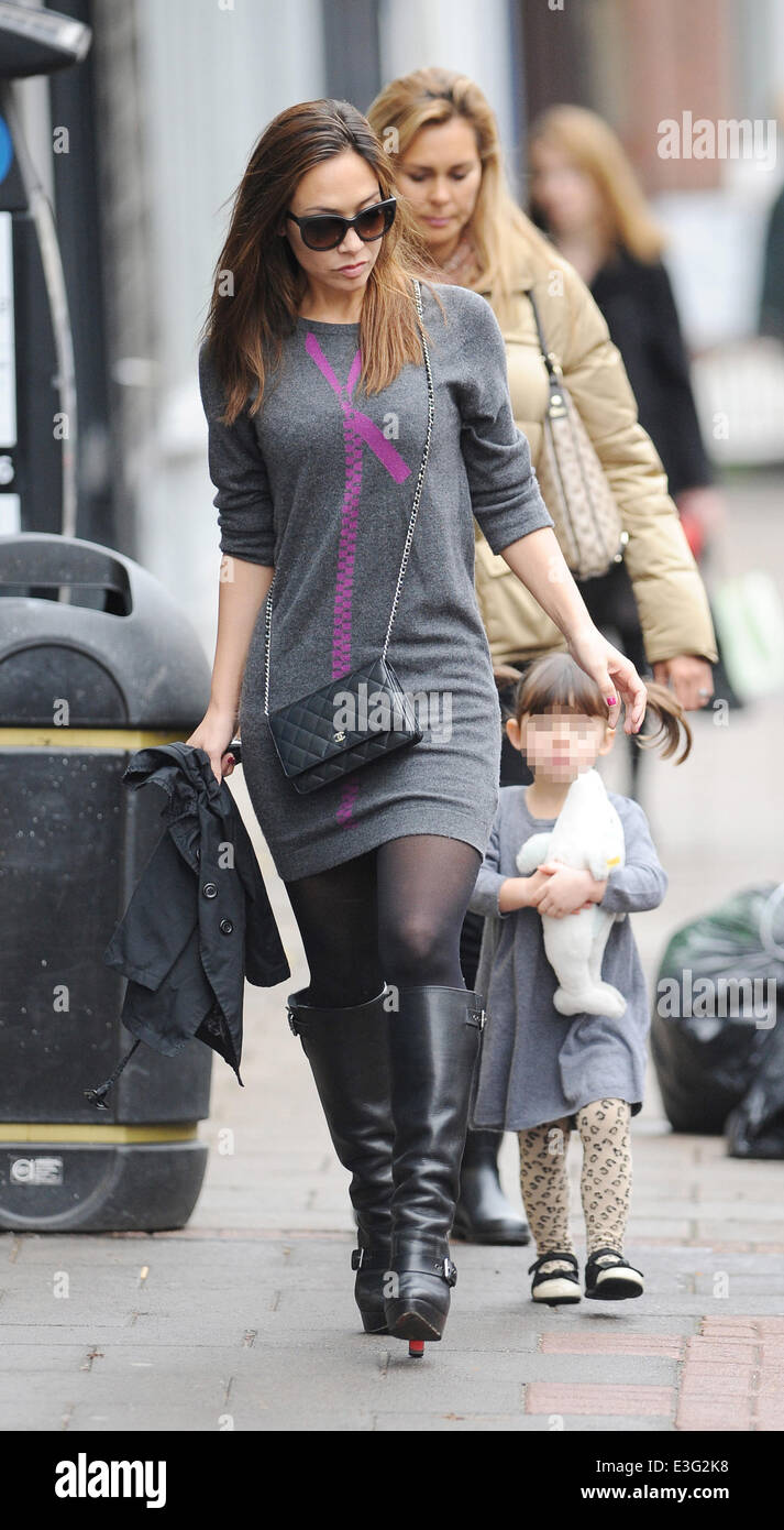 Myleene Klass and her daughter Hero out and about in central London ...