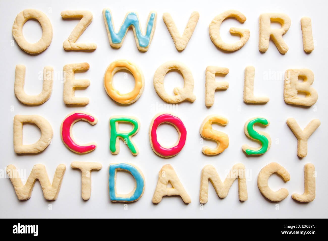 Letter shaped cookie crossword Stock Photo - Alamy