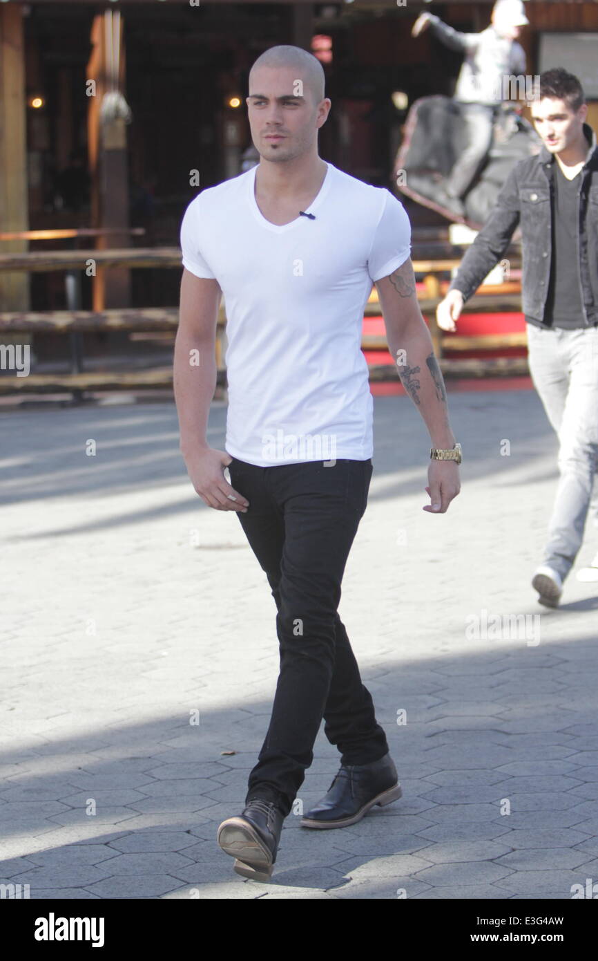The Wanted seen at Universal Studios, for an interview with Maria ...