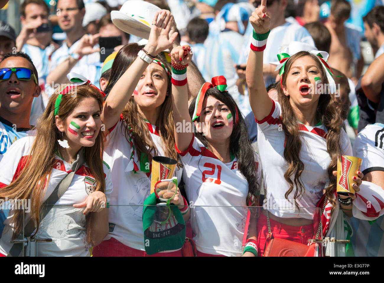 Belo Horizonte, Brazil. 21st June, 2014. Iran fans (IRI) Football ...