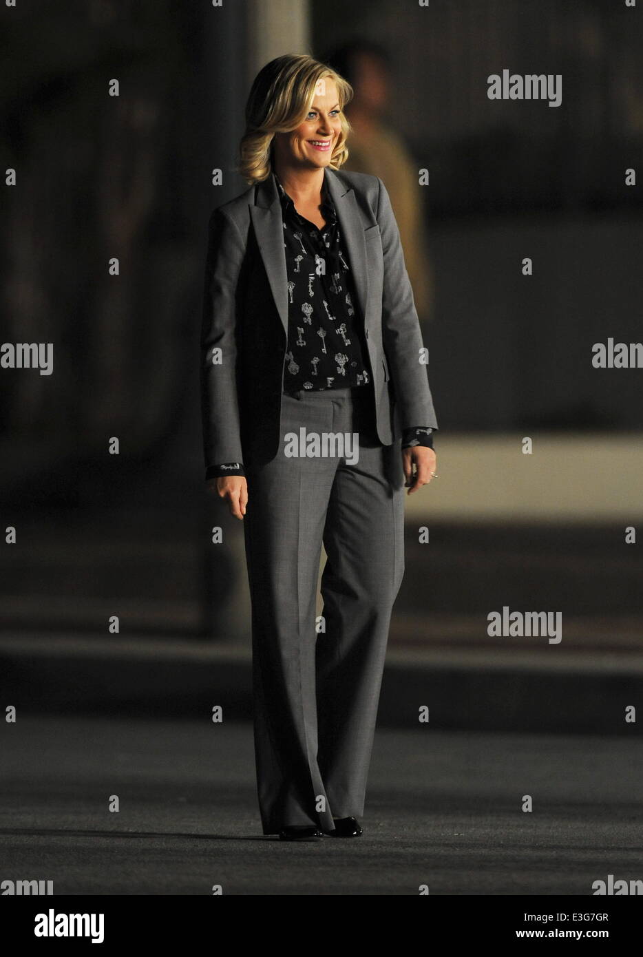 Actress Amy Poehler filming late scenes for the hit tv show "Parks and ...