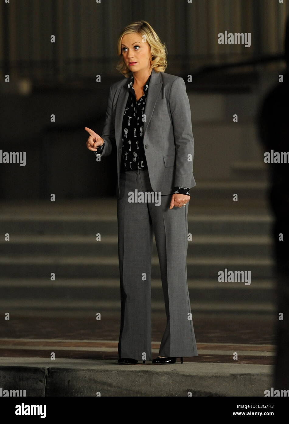 Actress Amy Poehler filming late scenes for the hit tv show "Parks and ...