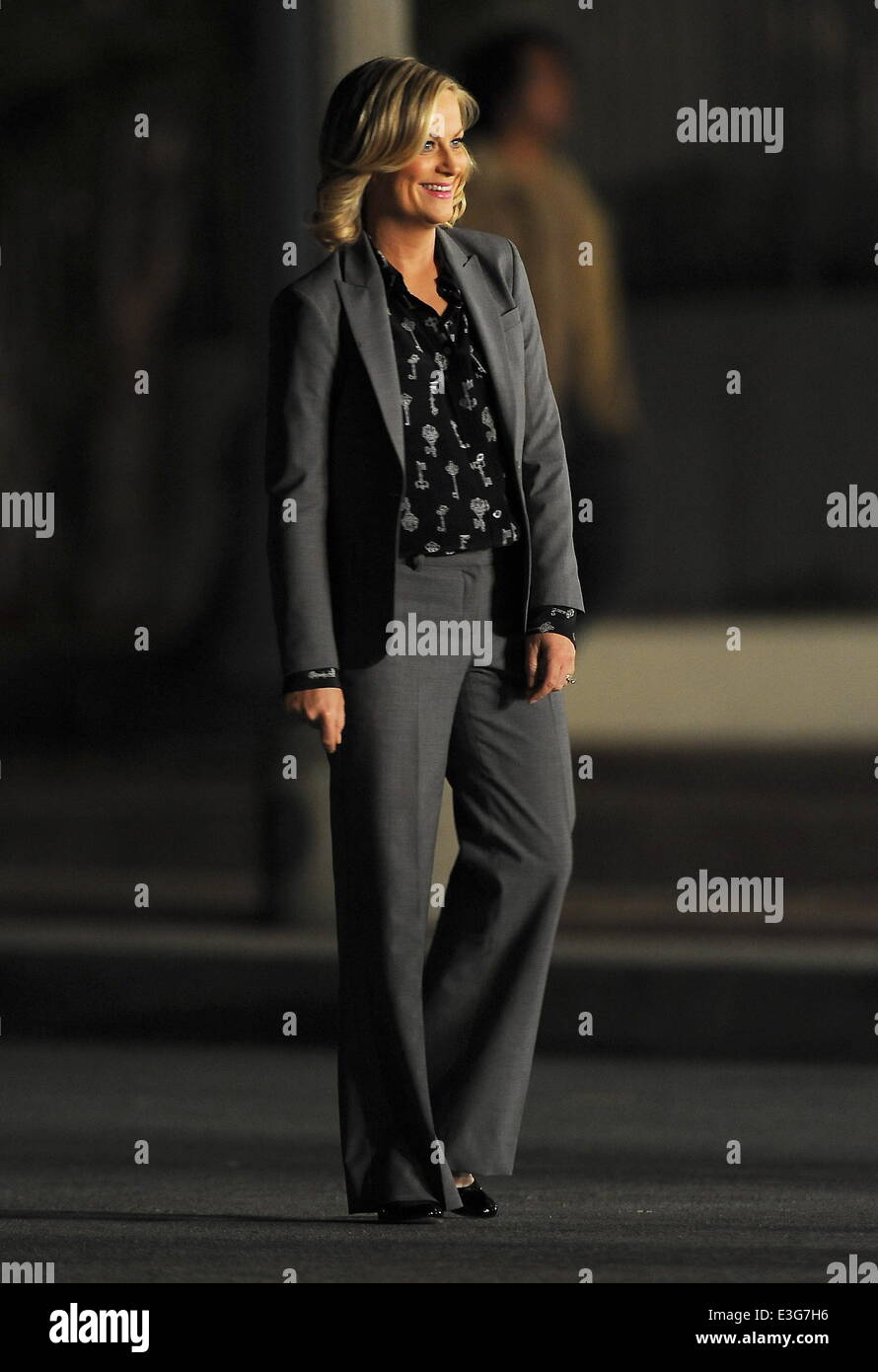 Actress Amy Poehler filming late scenes for the hit tv show "Parks and ...