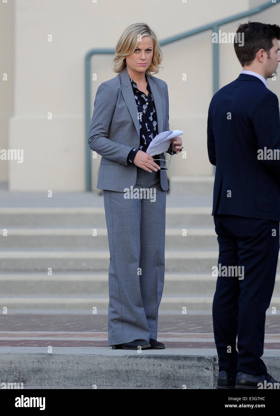 Actress Amy Poehler filming late scenes for the hit tv show "Parks and ...