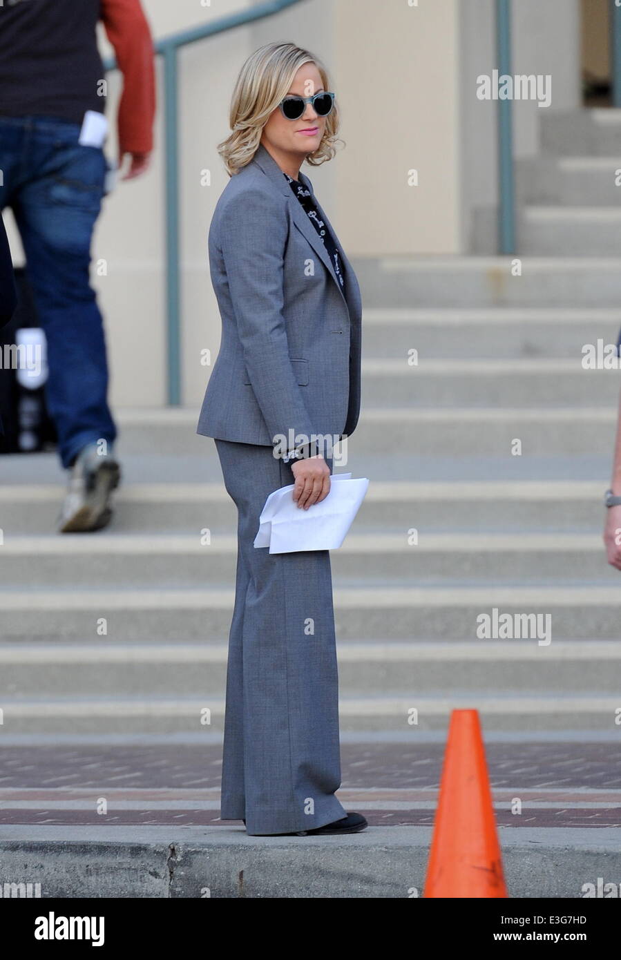 Actress Amy Poehler filming late scenes for the hit tv show "Parks and ...